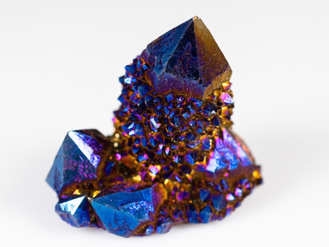 Blue TITANIUM AURA QUARTZ Cluster - Cactus Quartz, Fairy Quartz, Spirit ...