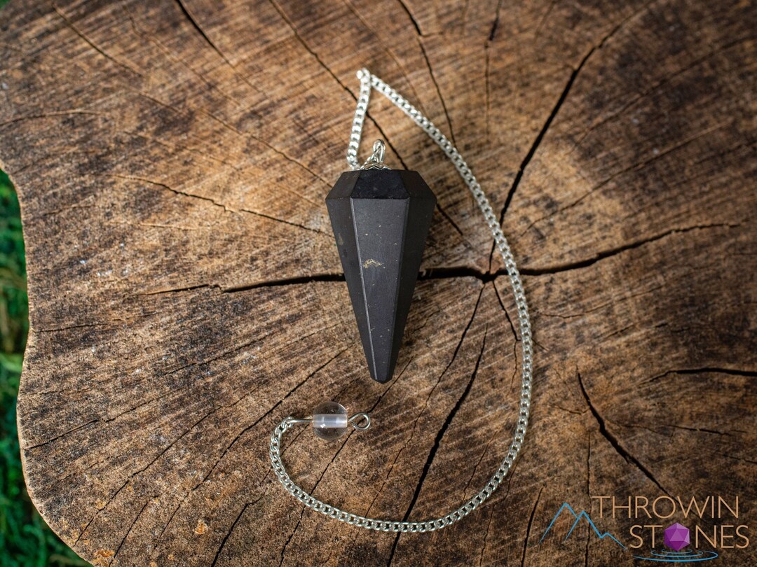 SHUNGITE Pendulum, QUARTZ Bead - Crystal Healing, Cleansing Stone, EMF Protection, Crystal ...