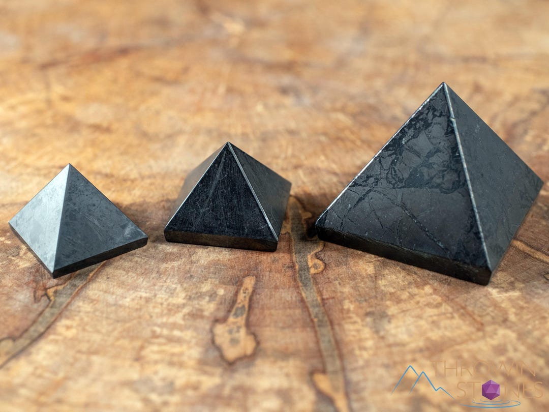 SHUNGITE Pyramid – Hand Carved, Crystal Grid, Home Decor, Crystal ...