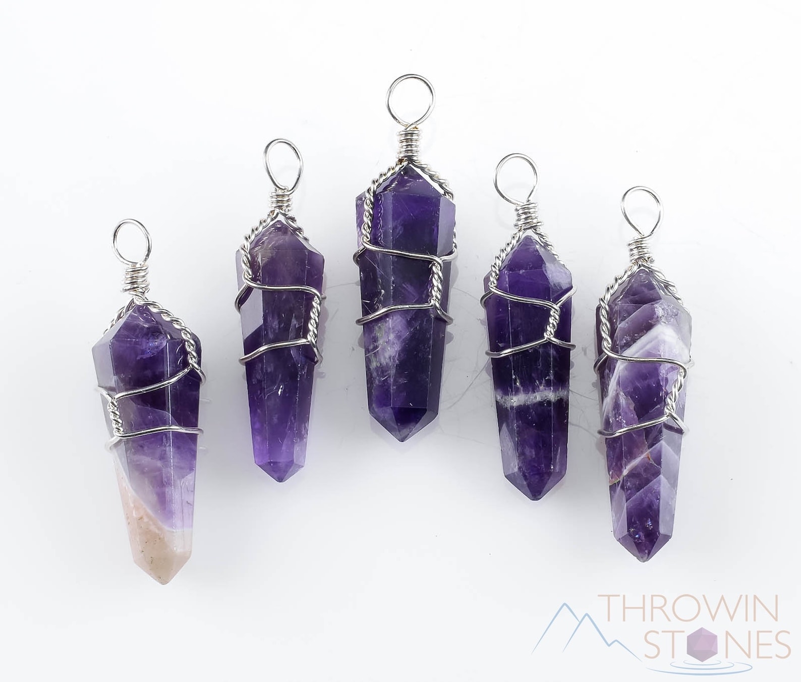 AMETHYST Pendant Crystal Point Wire Wrapped Gemstone - Etsy