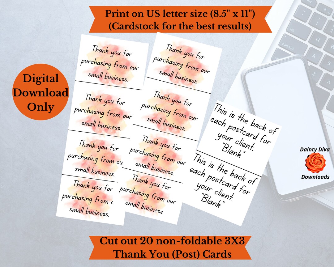 24 Digital and Printable Thank You Inserts, Clients Customers ...