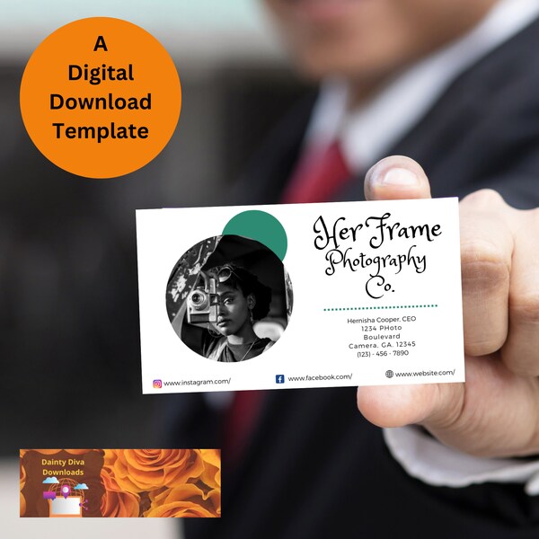 Rectangle Business Card Template - Etsy