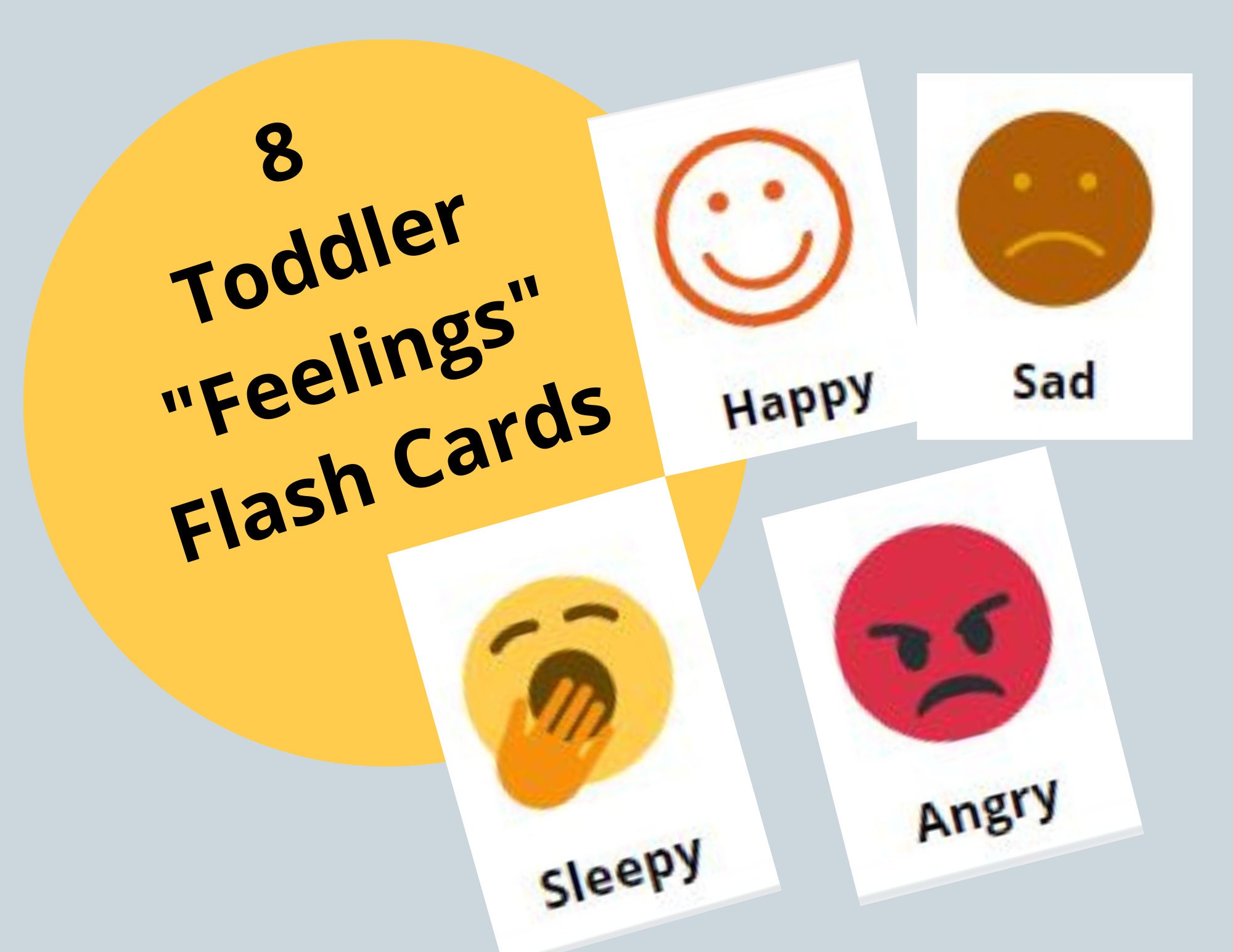 Toddler "feelings" Flash Cards (8) Learning, Student, Daycare, Class ...