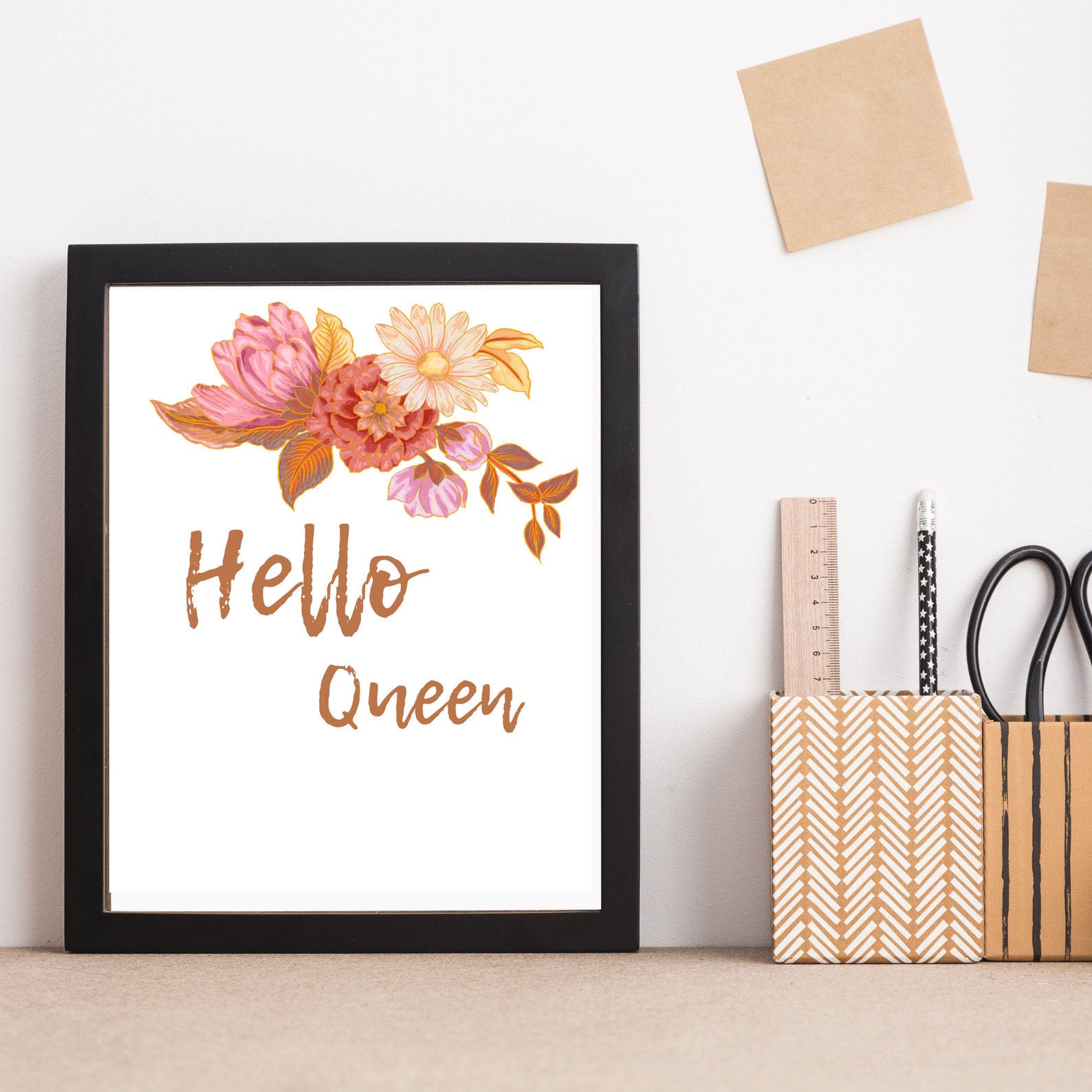 Hello Queen Flower Digital Wall Art, Happy, Unframed, Day, Summer ...
