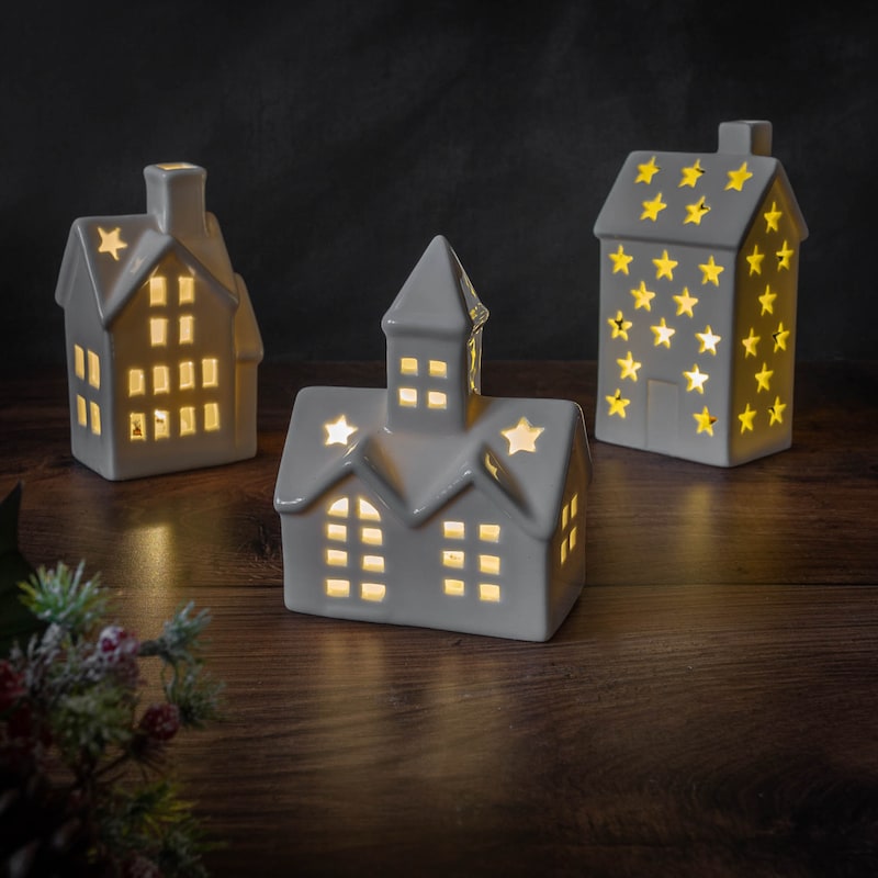 Ceramic Light up Houses - Etsy UK