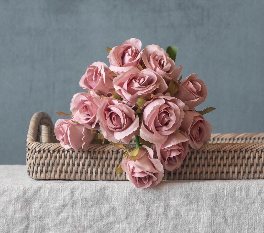 Bunch of 12 Dusky Pink Artificial Roses | Bouquets, Wedding ...