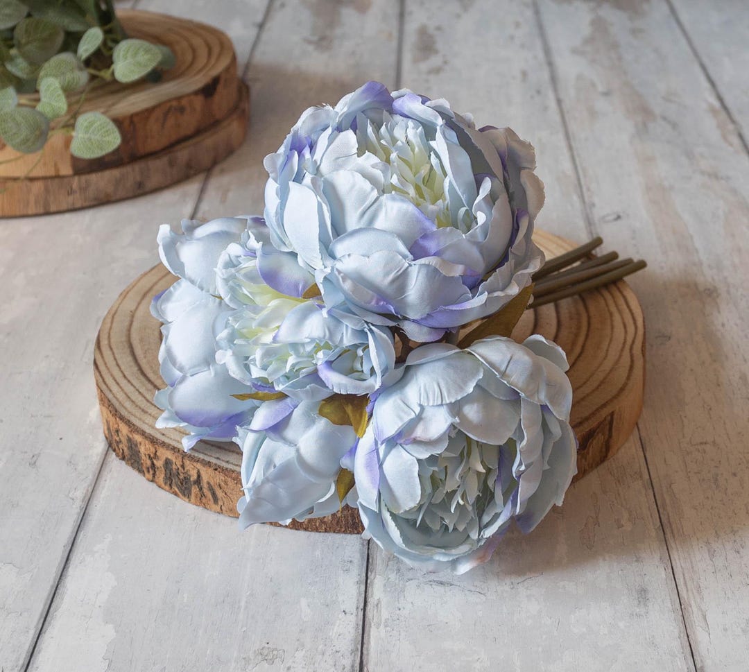 Baby Blue Peony Bunch Peony Bouquet Artificial Peony DIY Floral Wedding ...