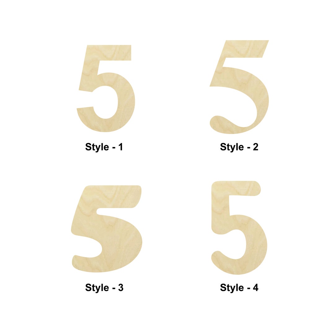 Number 5 Wooden Shape - Multiple Sizes- Laser Cut Unfinished Wood ...