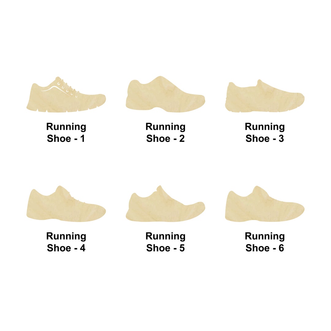 Running Shoe Shape Wooden - Multiple Sizes - Laser Cut Unfinished Wood ...