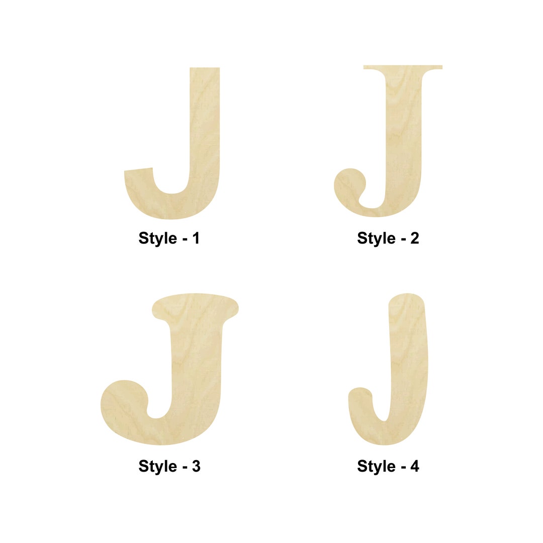 Block Letter J Wooden Shape - Multiple Sizes- Laser Cut Unfinished Wood ...