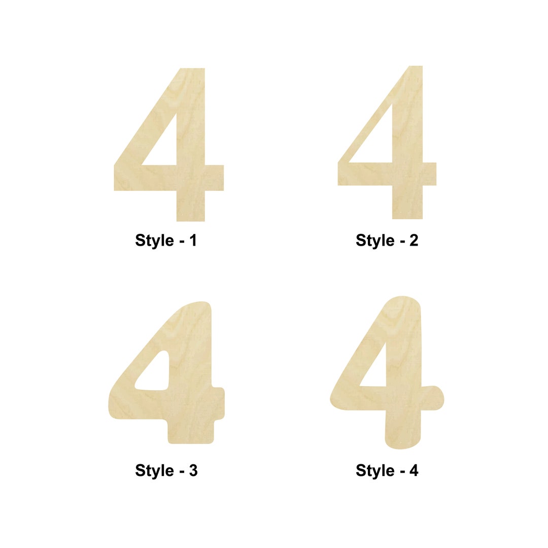 Number 4 Wooden Shape - Multiple Sizes- Laser Cut Unfinished Wood ...