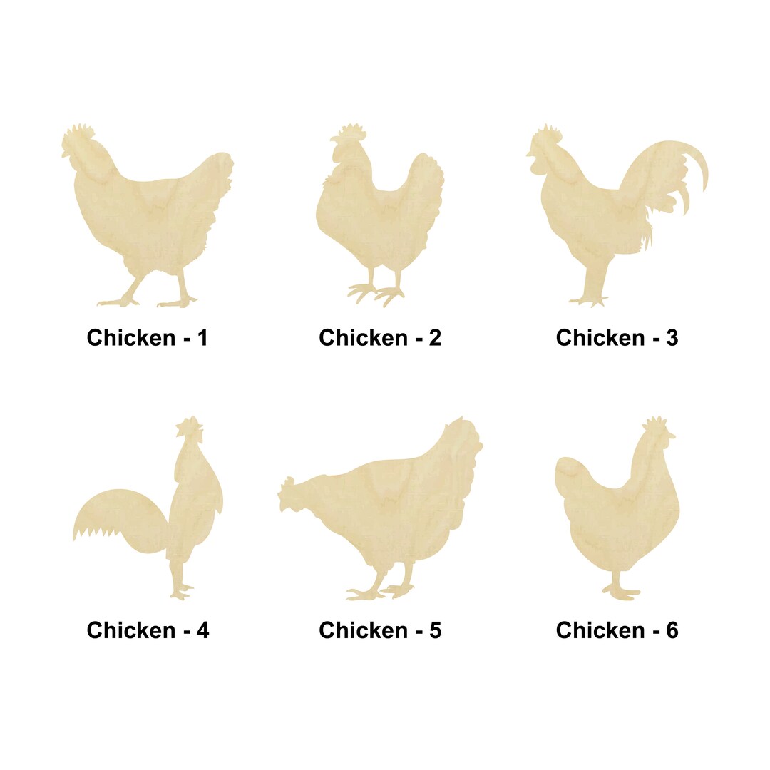 Chicken Animal Shape - Multiple Sizes- Laser Cut Unfinished Wood Cutout ...