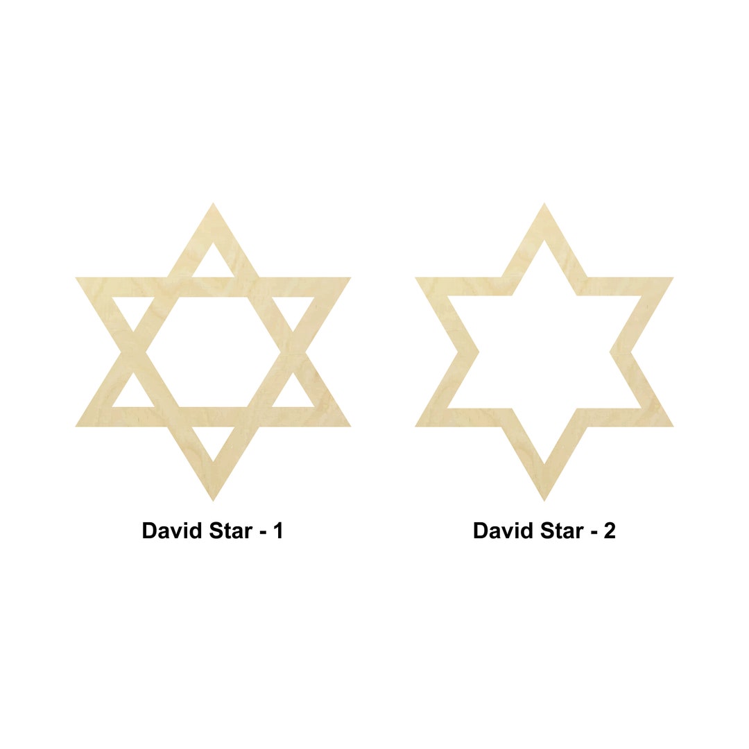 David Star Shape - Multiple Sizes- Laser Cut Unfinished Wood Cutout ...