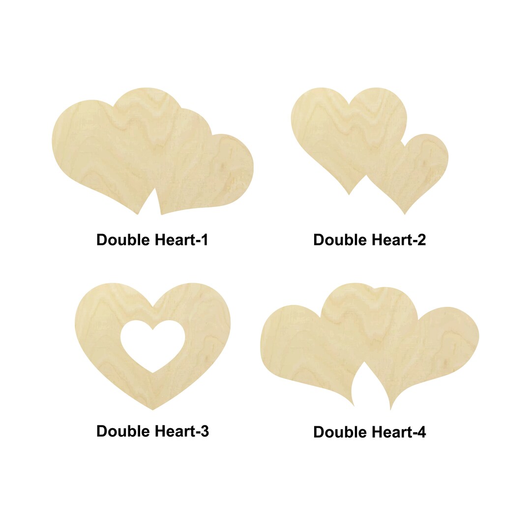 Double Heart Shape - Multiple Sizes - Laser Cut Unfinished Wood Cutout ...