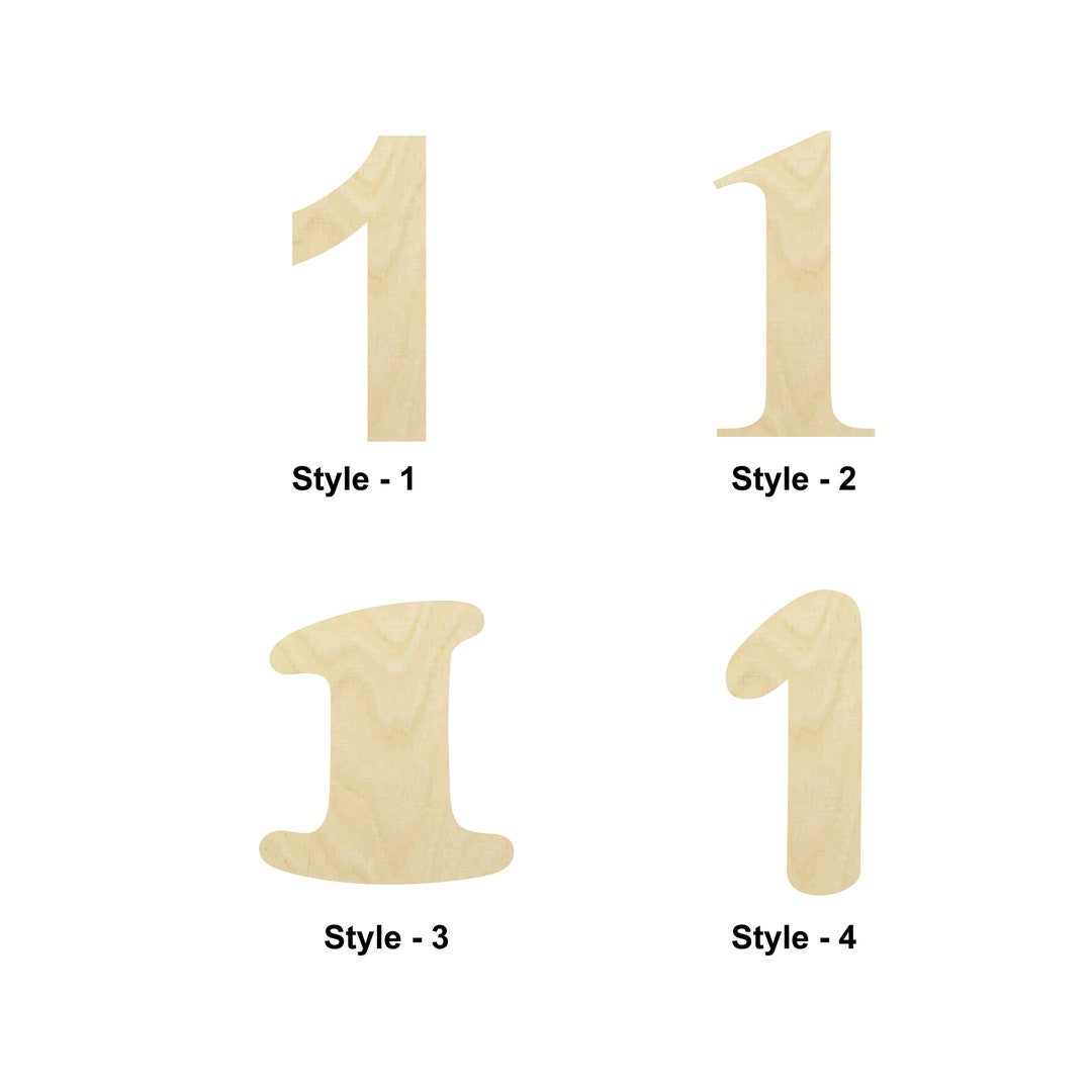 Number 1 Wooden Shape - Multiple Sizes- Laser Cut Unfinished Wood ...