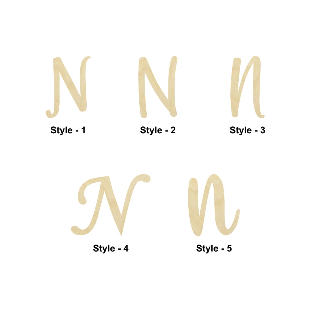 Script Block Letter N Wooden Shape - Multiple Sizes- Laser Cut ...