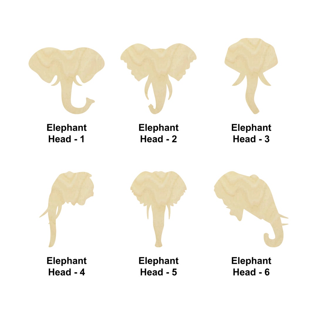 Elephant Head Animal Wooden Shape - Multiple Sizes- Laser Cut ...