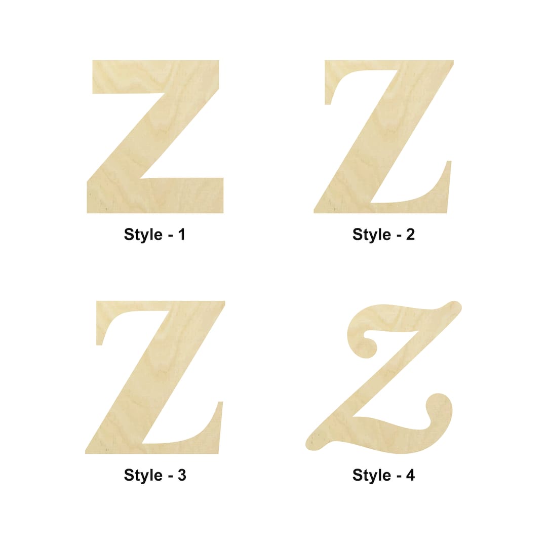 Small Letter Z Wooden Shape - Multiple Sizes- Laser Cut Unfinished Wood ...