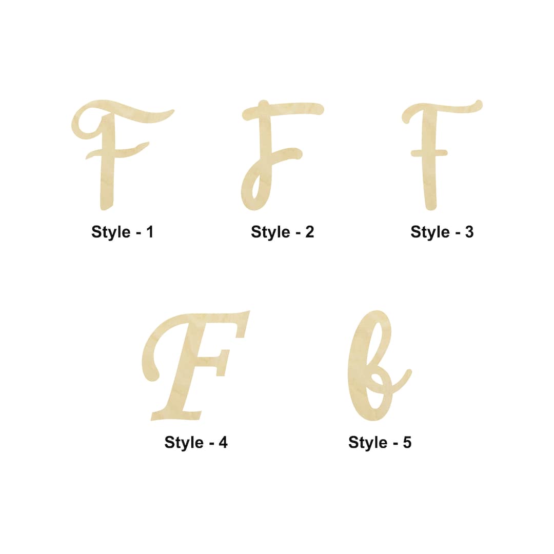 Script Block Letter F Wooden Shape - Multiple Sizes- Laser Cut ...
