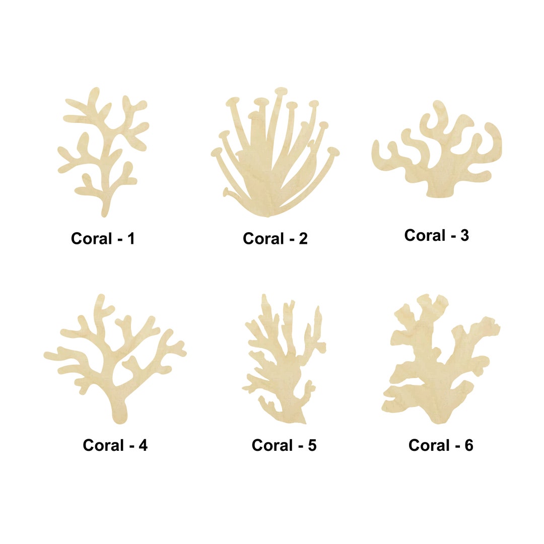 Coral/seaweed Shape - Multiple Sizes- Laser Cut Unfinished Wood Cutout ...