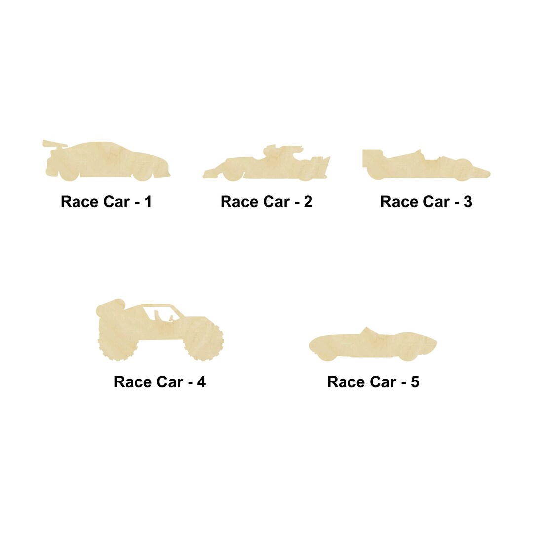 Race Car Shape - Multiple Sizes- Laser Cut Unfinished Wood Cutout ...