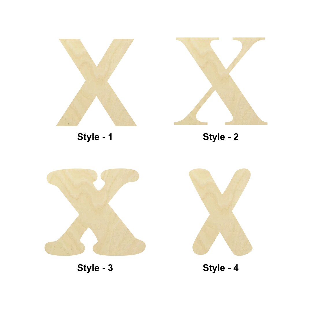 Block Letter X Wooden Shape - Multiple Sizes- Laser Cut Unfinished Wood ...