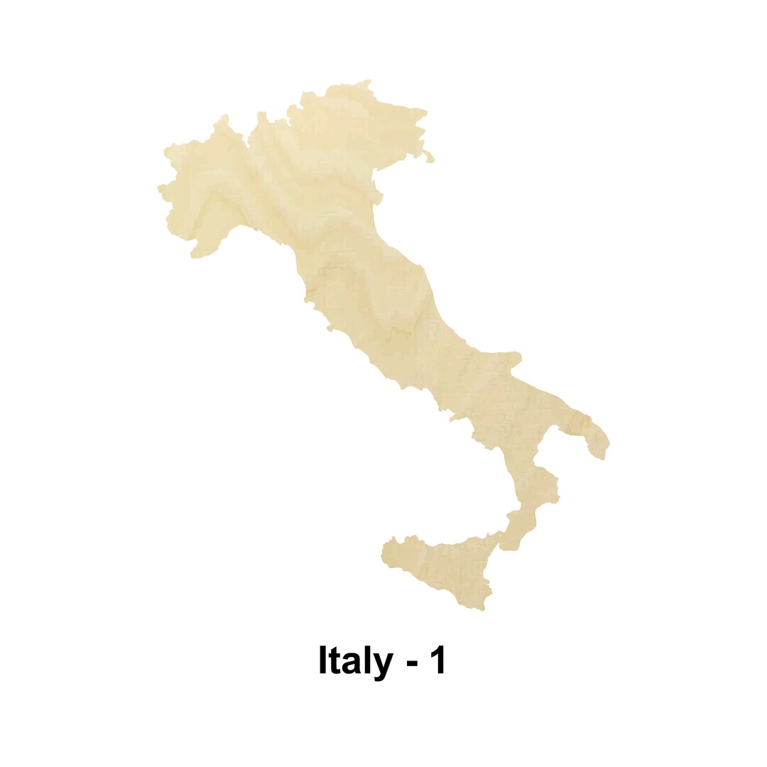 Italy Map Shape - Multiple Sizes- Laser Cut Unfinished Wood Cutout ...