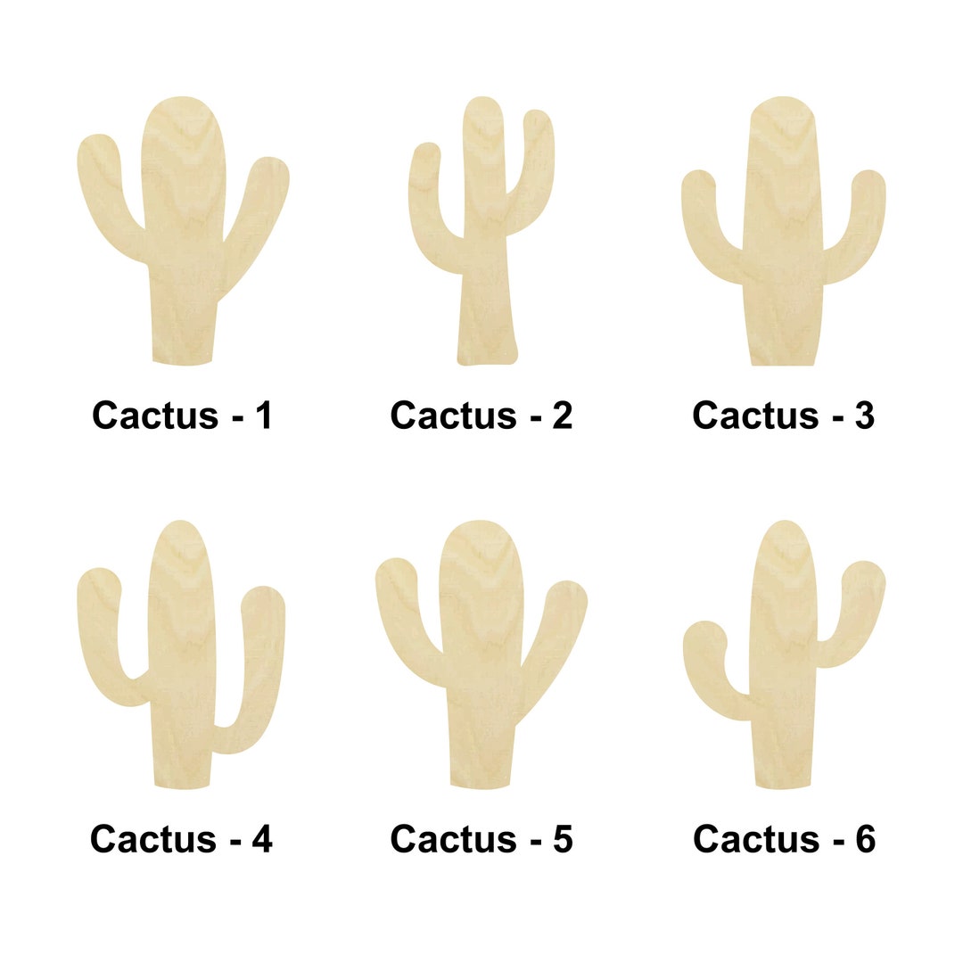 Cactus-plant-shape-multiple Sizes - Laser Cut Unfinished Wood Cutout ...