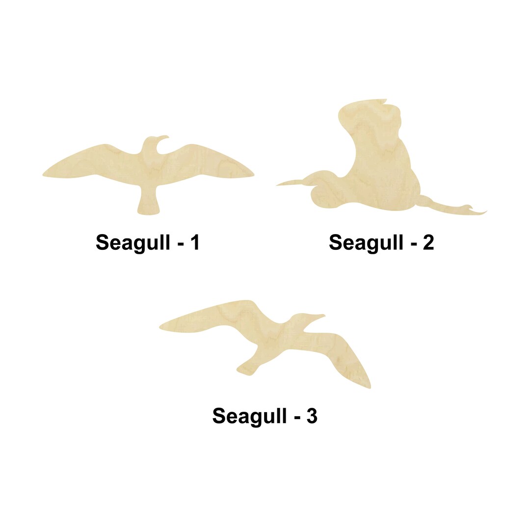 Seagull Bird - Multiple Sizes - Laser Cut Unfinished Wood Cutout Shapes ...