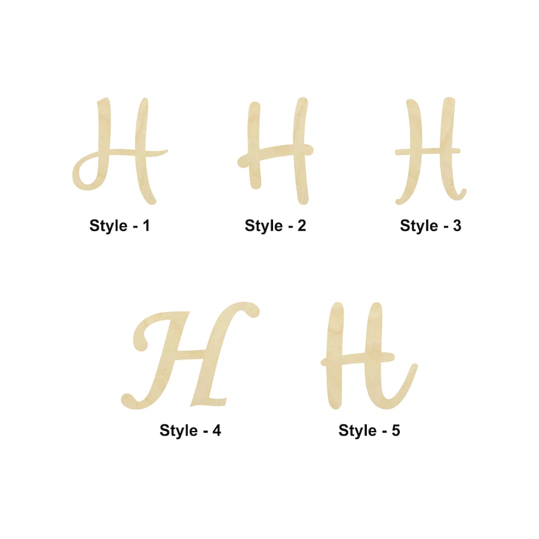 Script Block Letter H Wooden Shape - Multiple Sizes- Laser Cut ...