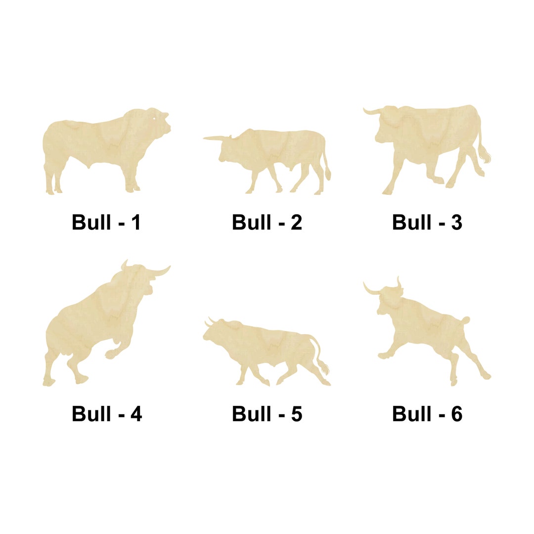 Bull Animal- Multiple Sizes - Laser Cut Unfinished Wood Cutout Shapes ...