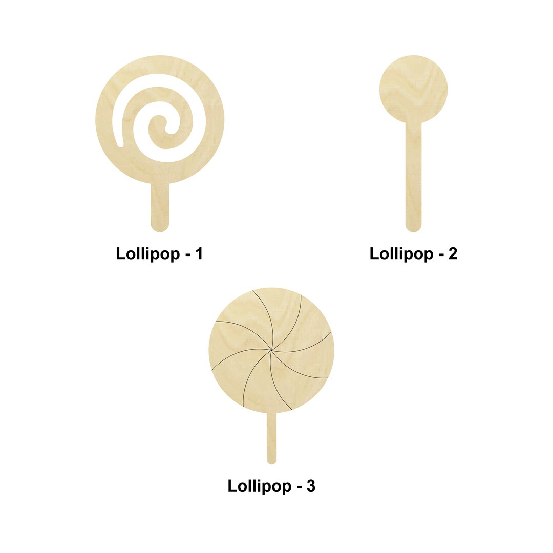 Lollipop Shape - Multiple Sizes- Laser Cut Unfinished Wood Cutout ...