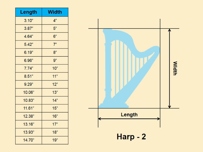 Harp Music Instruments Shapes Multiple Sizes Laser Cut | Etsy