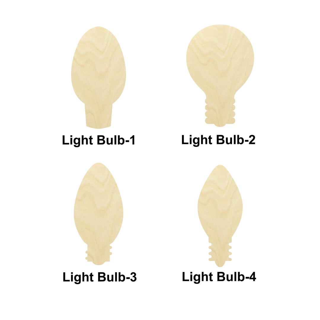 Christmas Light-bulb - Multiple Sizes - Laser Cut Unfinished Wood ...