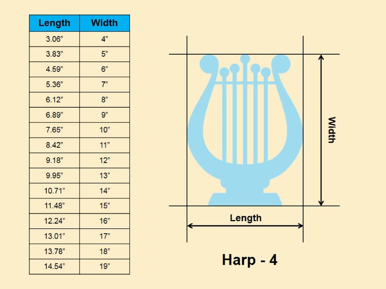 Harp Music Instruments Shapes - Multiple Sizes - Laser Cut Unfinished ...