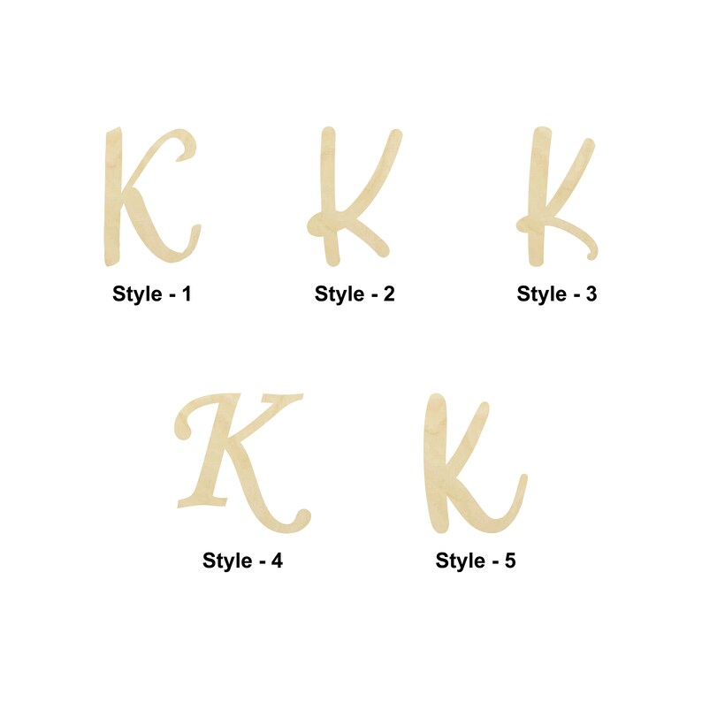 Script Block Letter K Wooden Shape - Multiple Sizes- Laser Cut ...