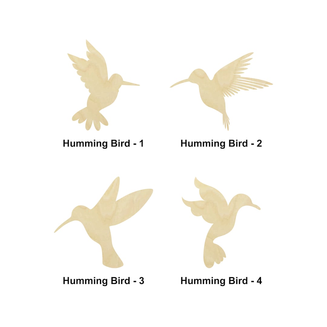 Humming Bird Shape - Multiple Sizes- Laser Cut Unfinished Wood Cutout ...