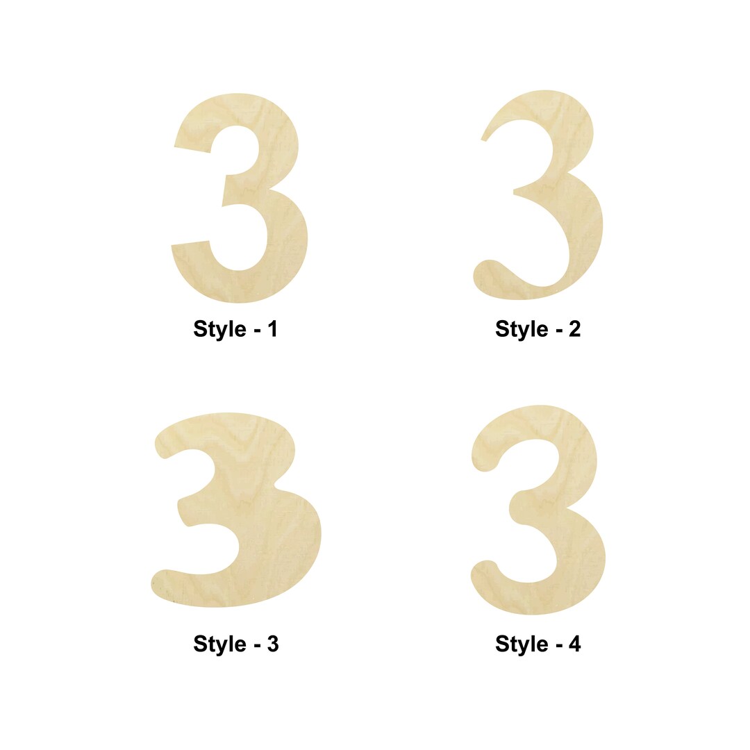 Number 3 Wooden Shape - Multiple Sizes- Laser Cut Unfinished Wood ...