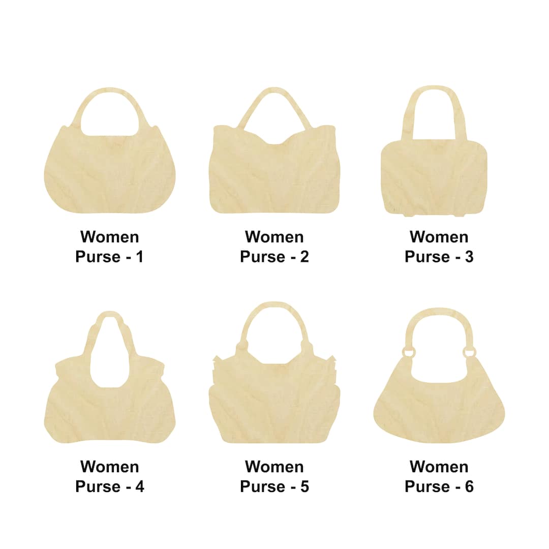 Woman Purse Shape Wooden - Multiple Sizes - Laser Cut Unfinished Wood ...