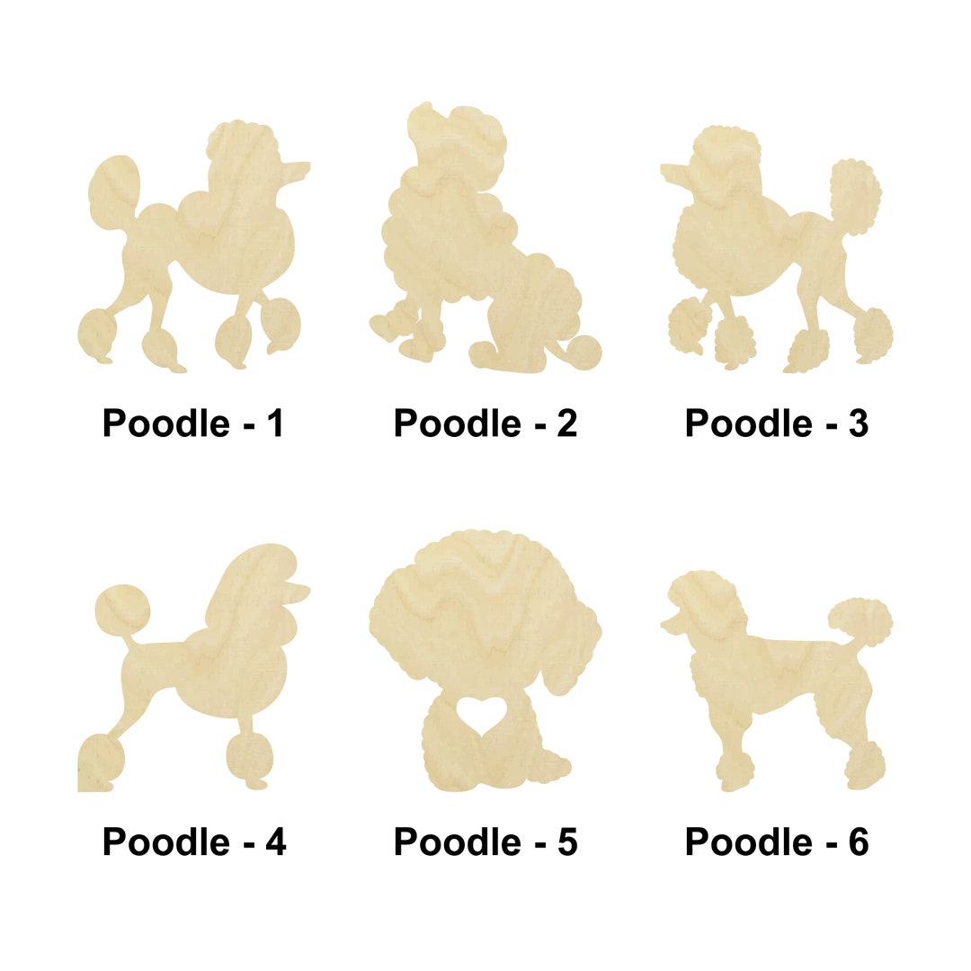 Poodle Animal- Multiple Sizes - Laser Cut Unfinished Wood Cutout Shapes ...