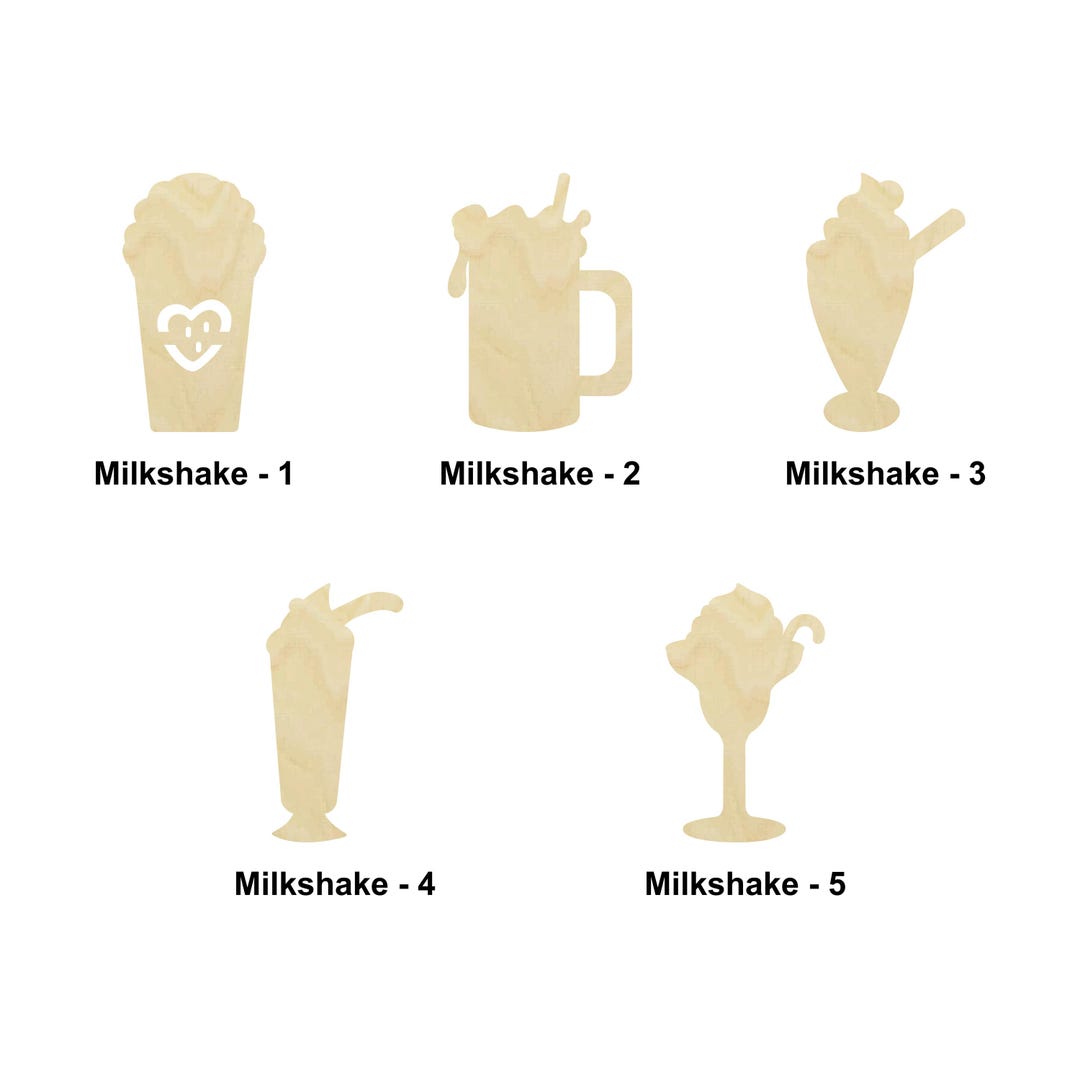 Milkshake Wooden Shape - Multiple Sizes - Laser Cut Unfinished Wood ...