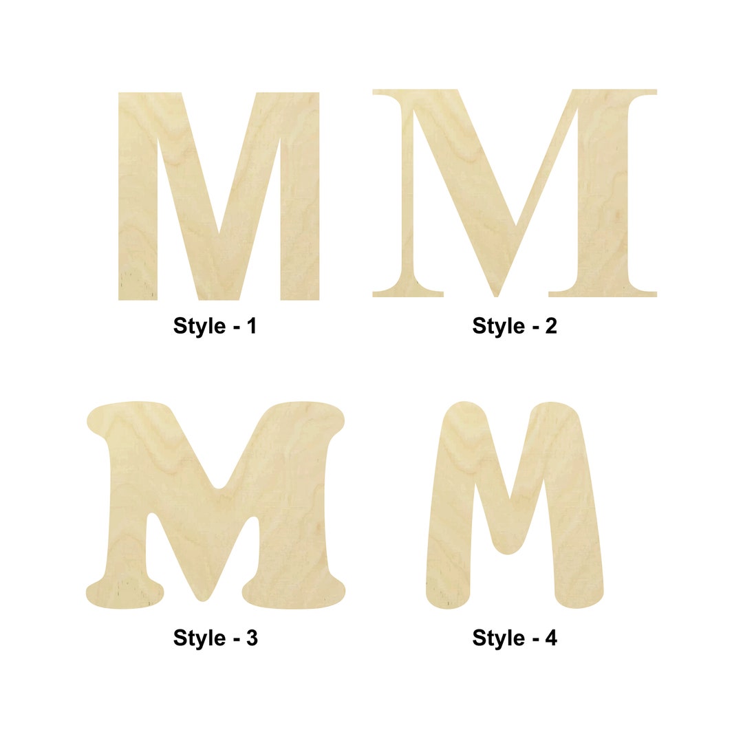 Block Letter M Wooden Shape - Multiple Sizes- Laser Cut Unfinished Wood ...