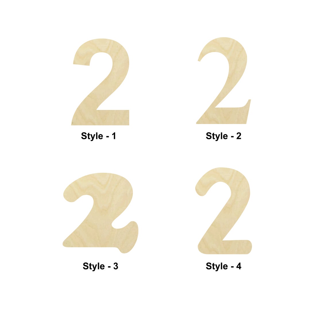 Number 2 Wooden Shape - Multiple Sizes- Laser Cut Unfinished Wood ...