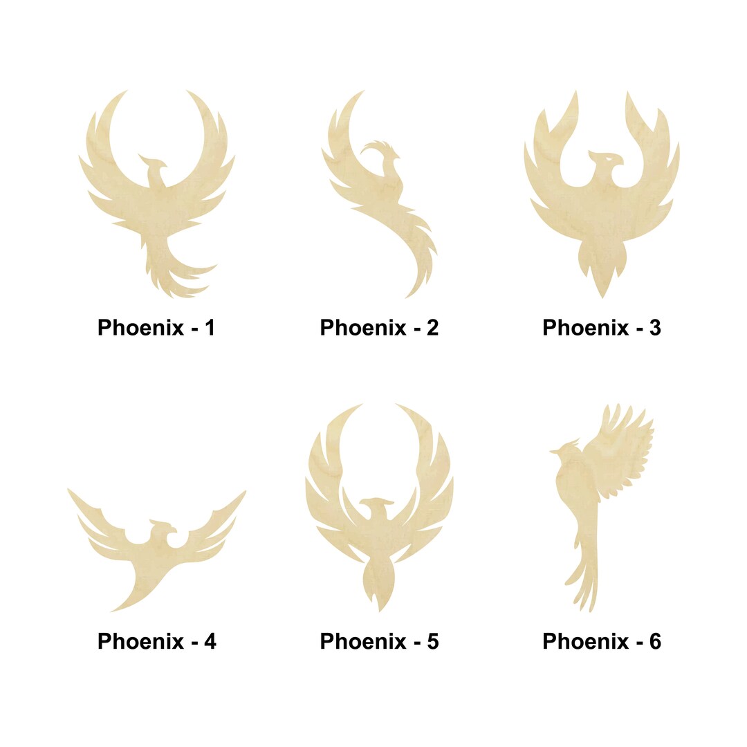 Phoenix Bird Shape Wooden - Multiple Sizes - Laser Cut Unfinished Wood ...