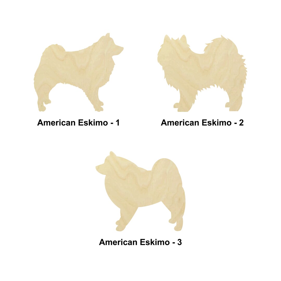 American Eskimo Dog Animal Wooden Shape - Multiple Sizes- Laser Cut ...