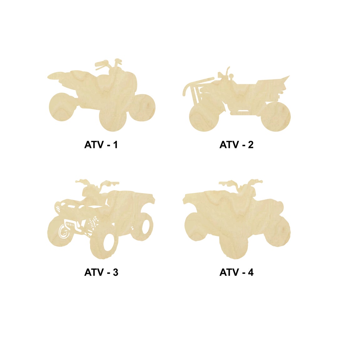 ATV Vehicle Shape - Multiple Sizes - Laser Cut Unfinished Wood Cutout ...