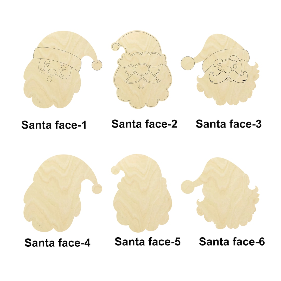 Christmas Santa Claus Face - Multiple Sizes - Laser Cut Unfinished Wood ...