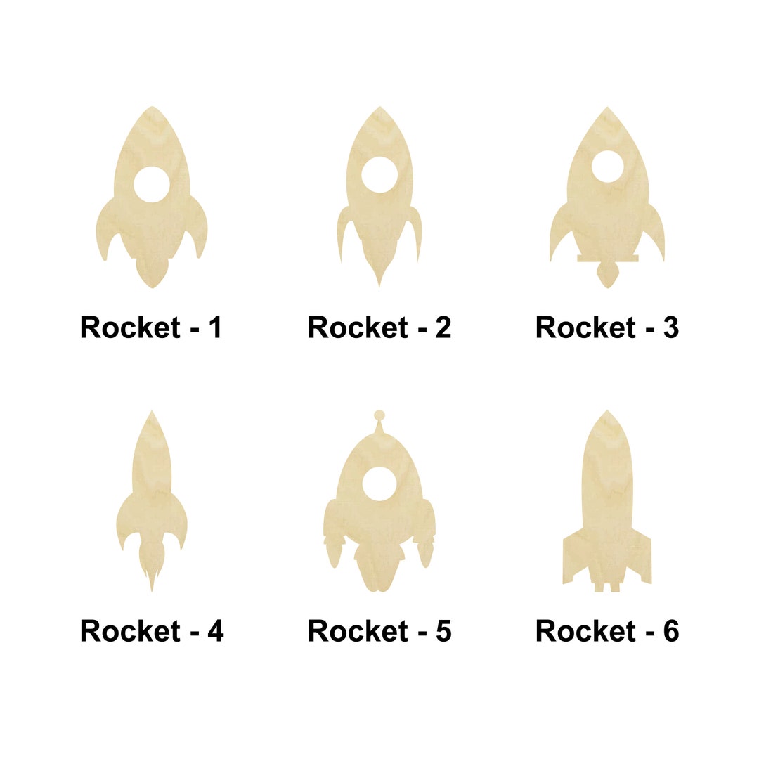 Rocket Ship Shape - Multiple Sizes - Laser Cut Unfinished Wood Cutout ...
