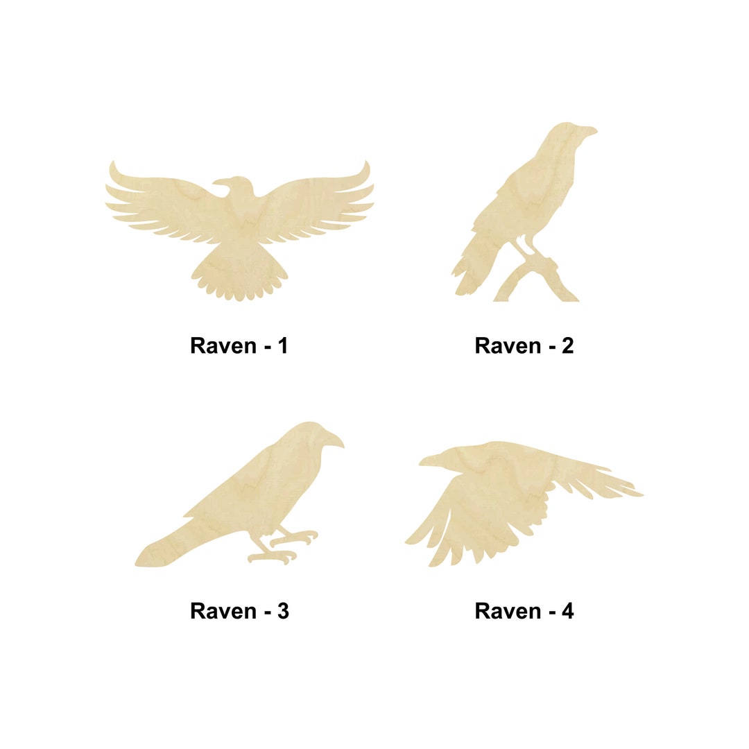 Raven Bird - Multiple Sizes - Laser Cut Unfinished Wood Cutout Shapes ...