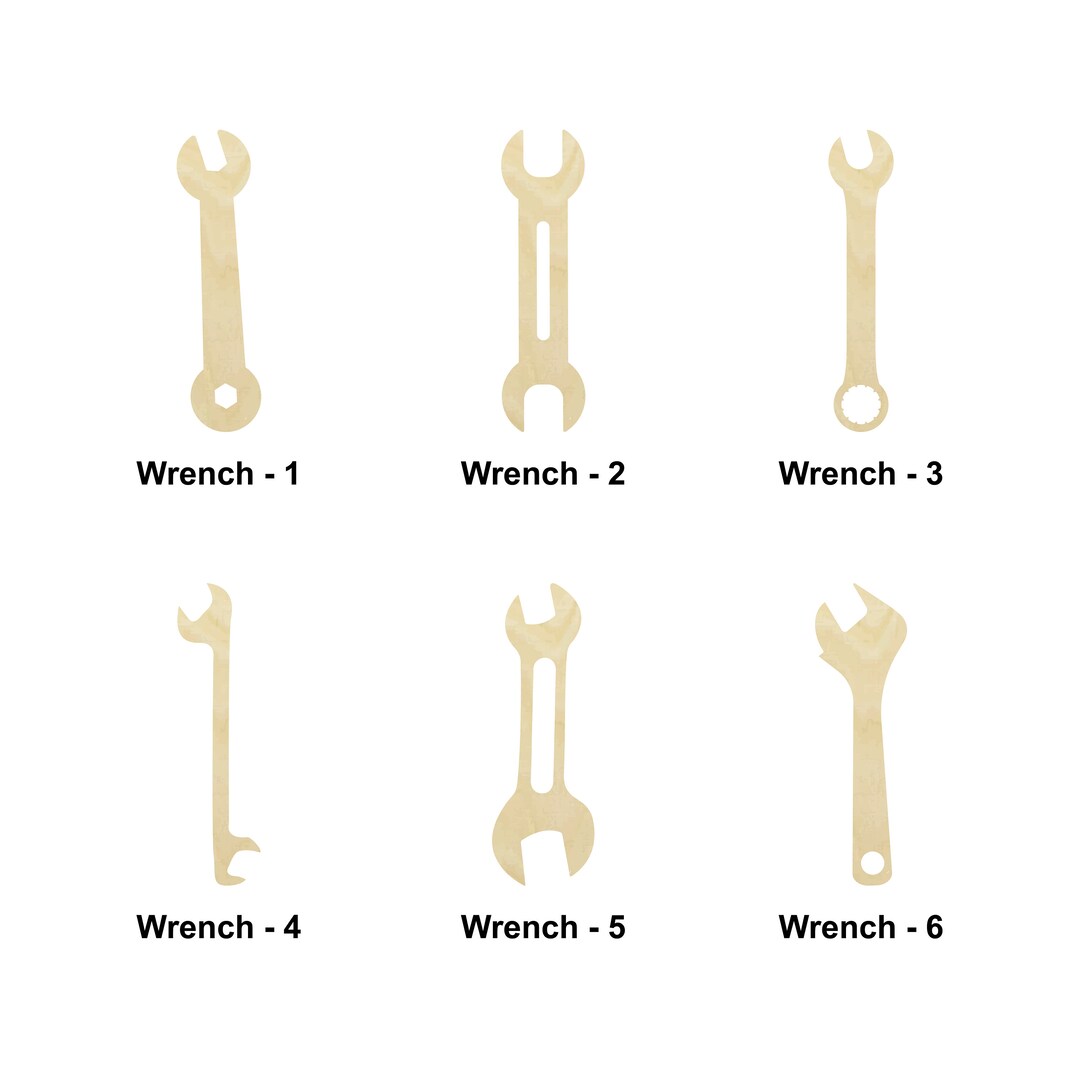 Wrench Tools Shape - Multiple Sizes - Laser Cut Unfinished Wood Cutout ...